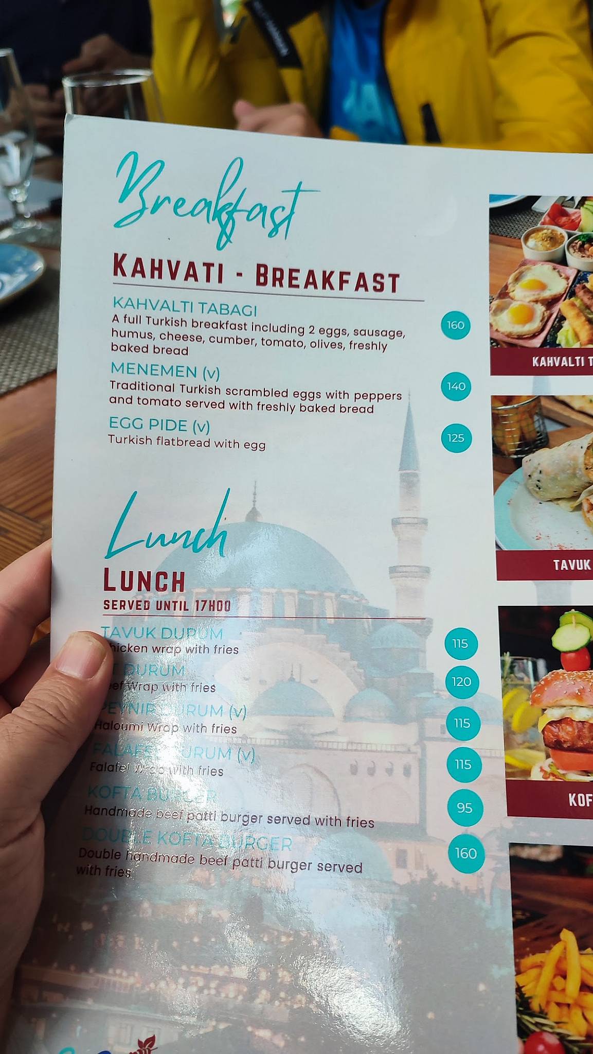 Menu at EatStanbul restaurant, Cape Town