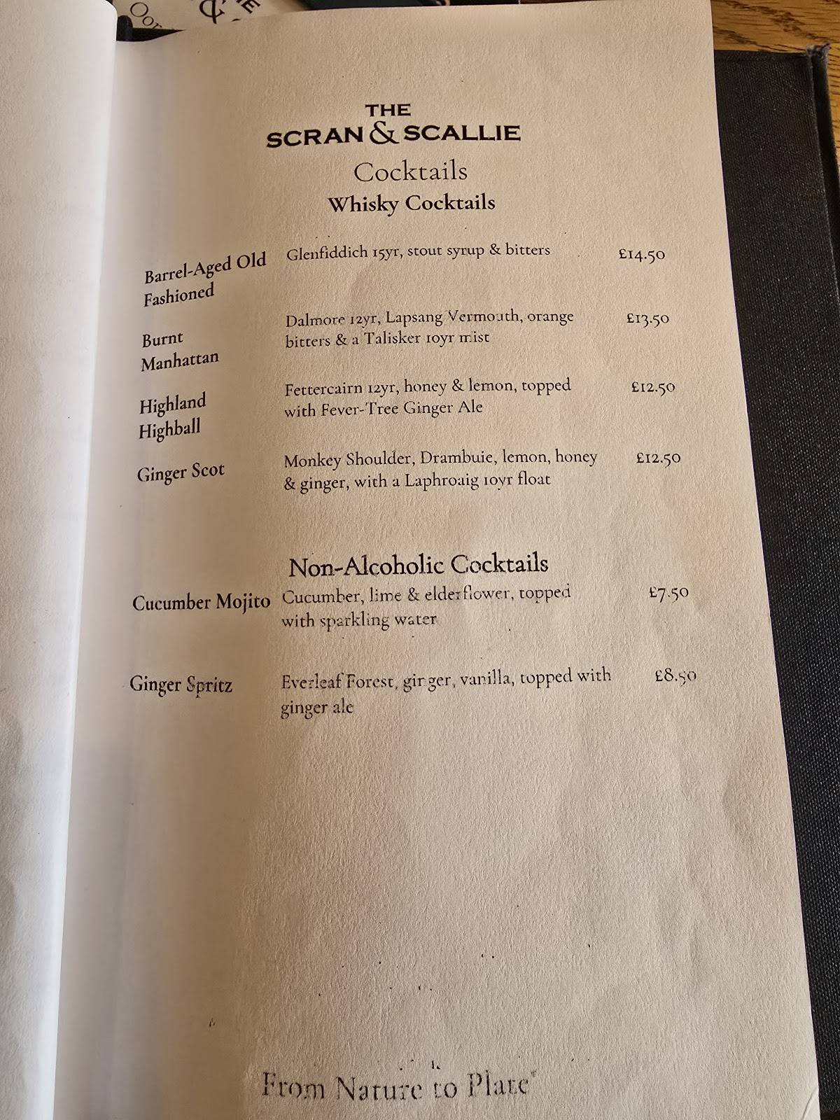 Menu at The Scran and Scallie pub & bar, Edinburgh