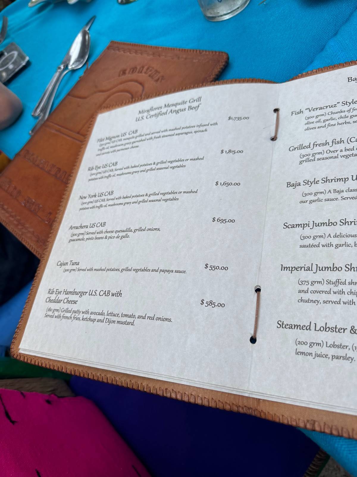 Carta del restaurante Edith's, Cabo San Lucas