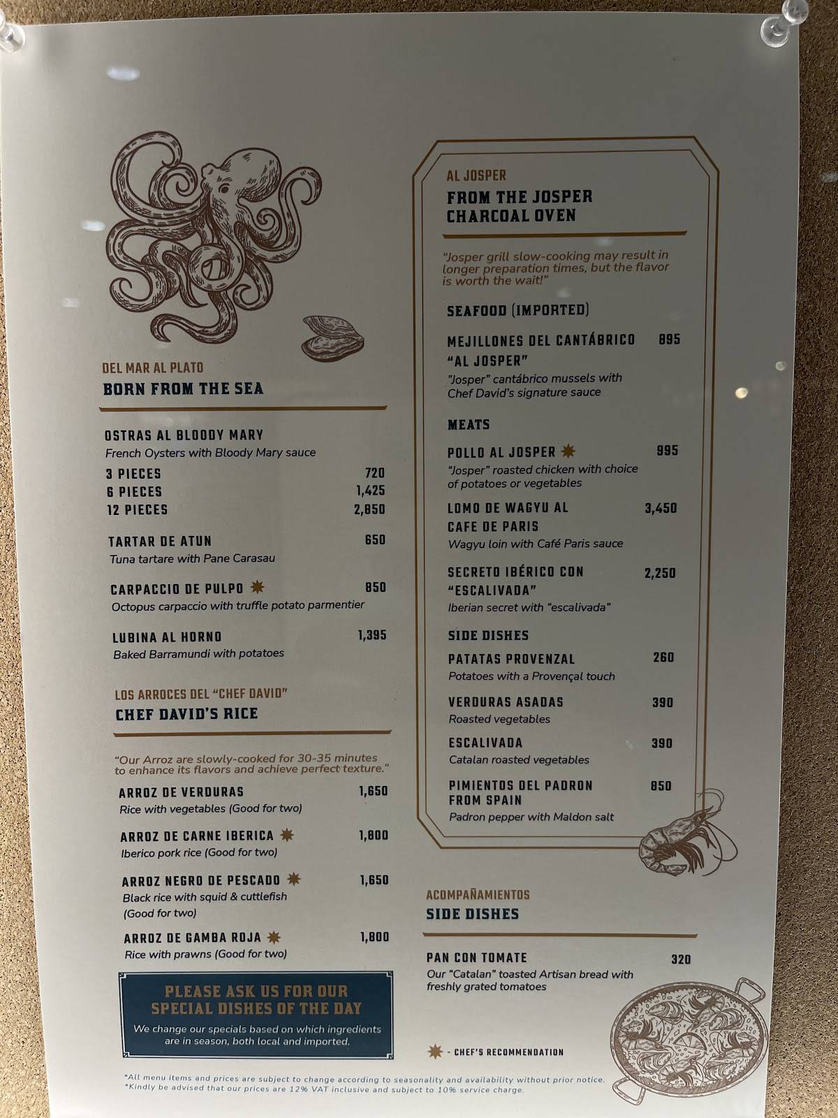 Menu at El Born BGC restaurant, Taguig