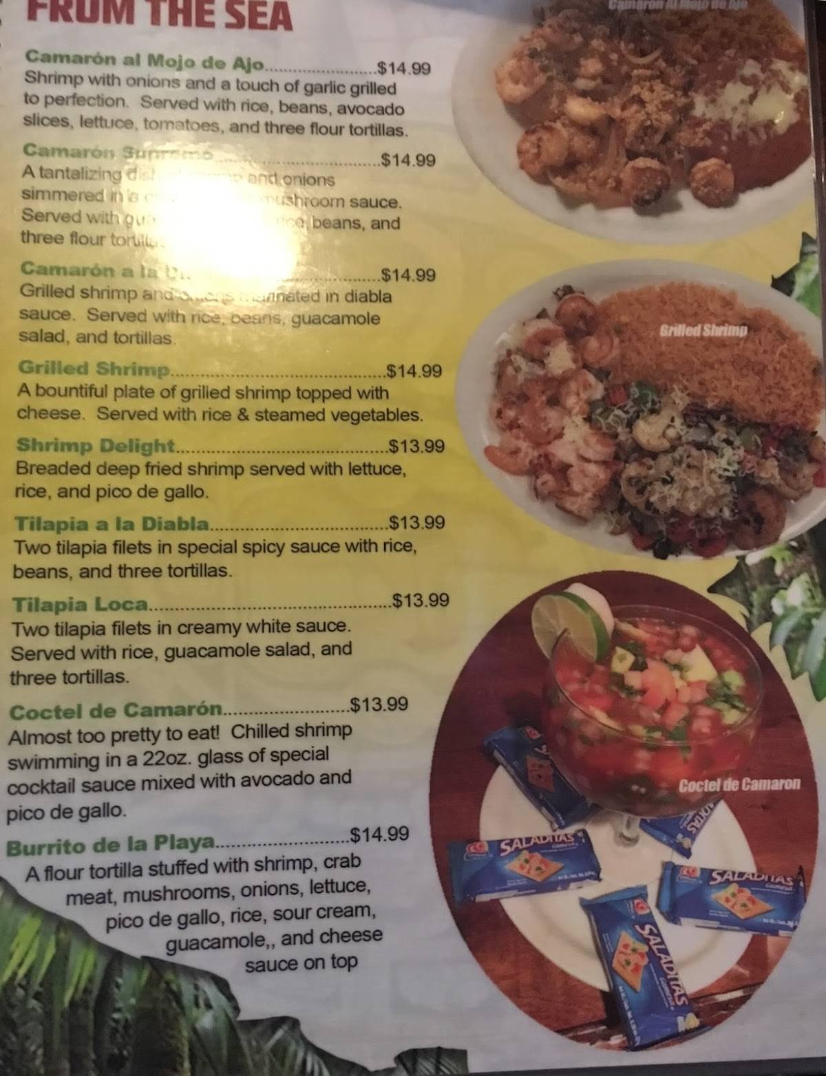 Menu at El Burrito Feliz restaurant, Fremont
