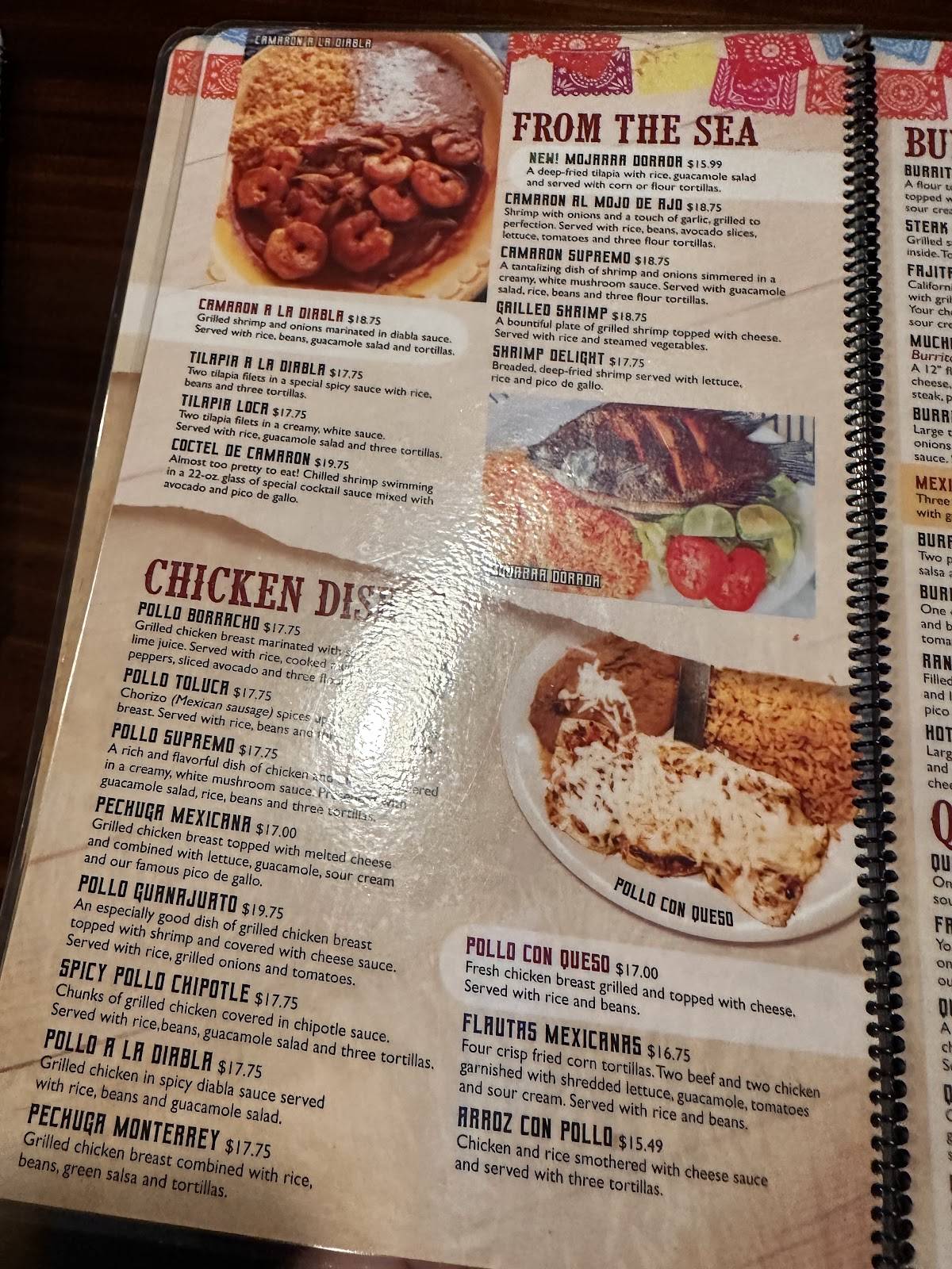 Menu at El Burrito Feliz restaurant, Fremont