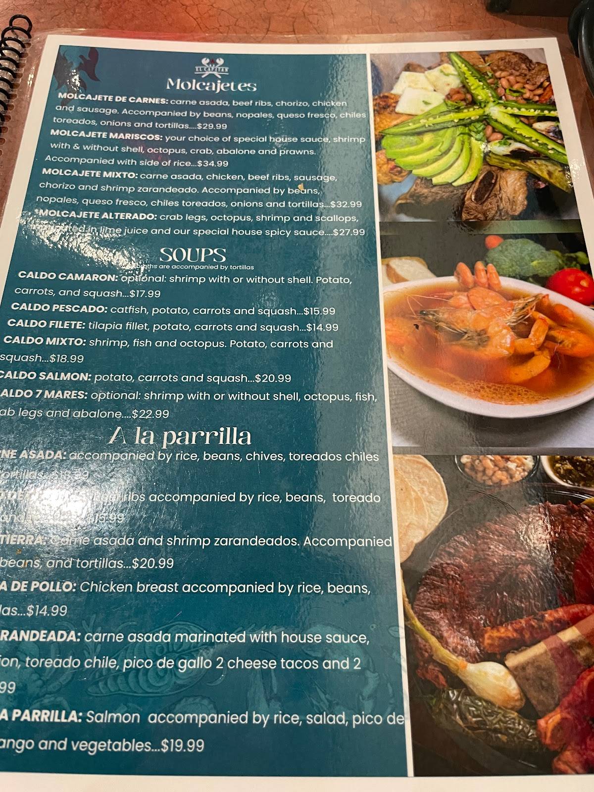 Menu at El Capitan Seafood and Grill restaurant, Wichita