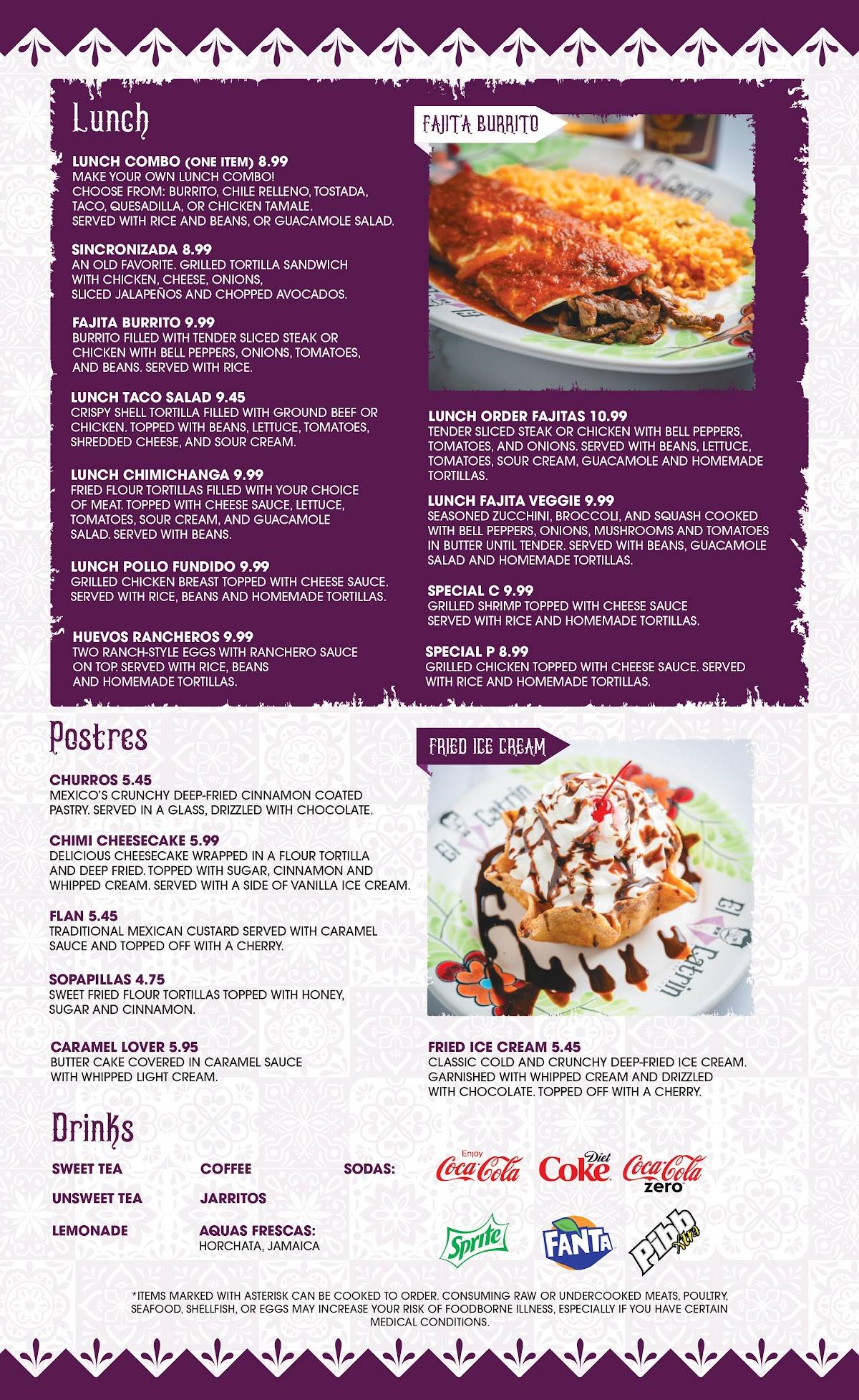 Menu at El Catrin Mexican Kitchen restaurant, Swansboro
