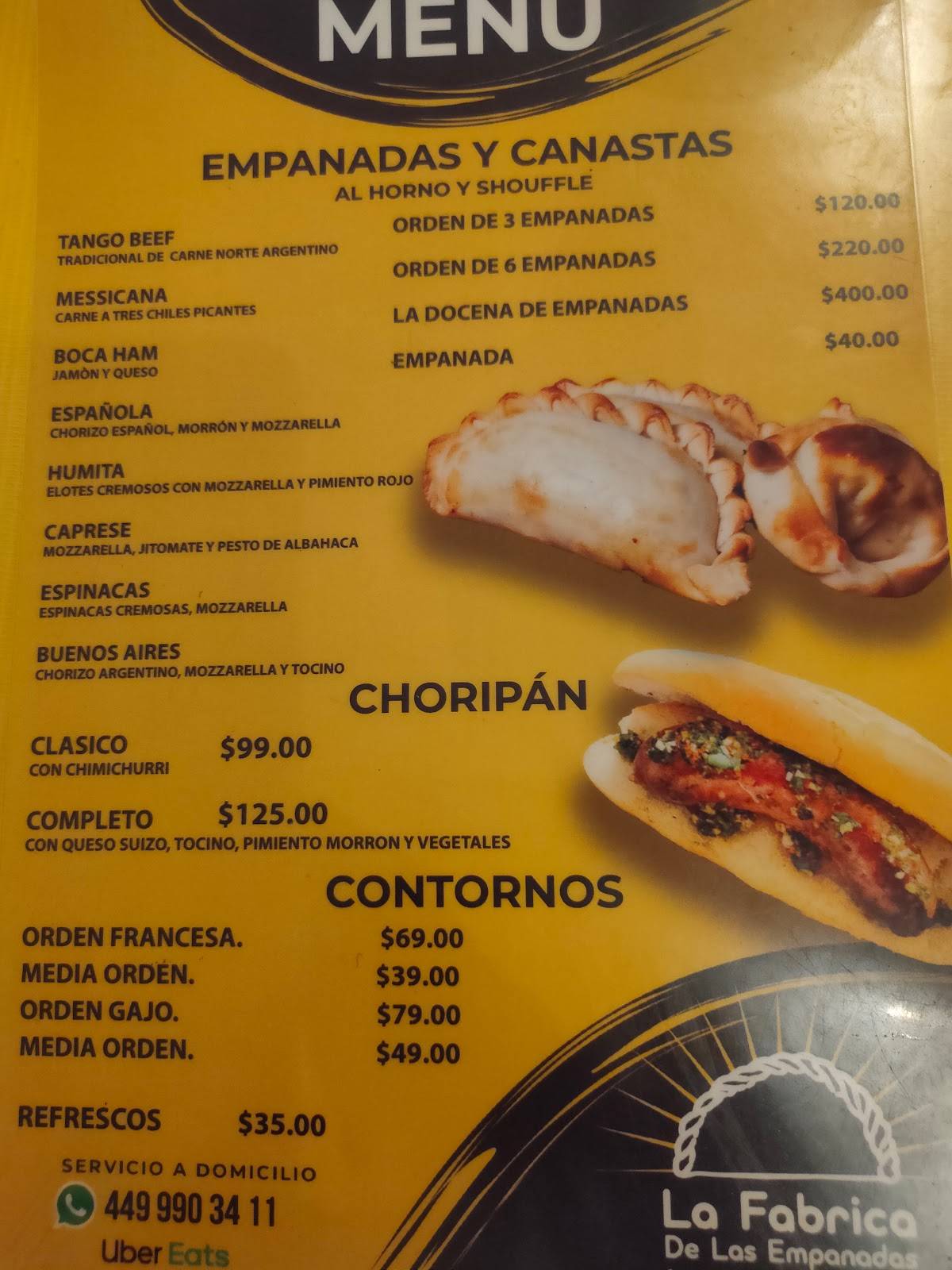 Carta del restaurante El Che Dario, Aguascalientes