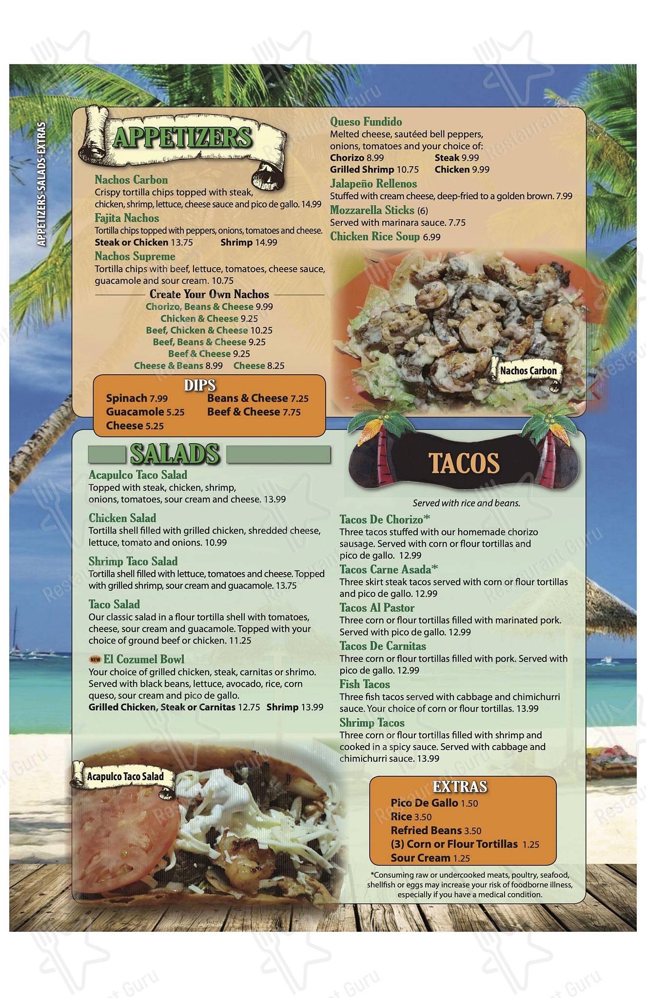 Menu at El Cozumel Mexican Grill restaurant, Burton