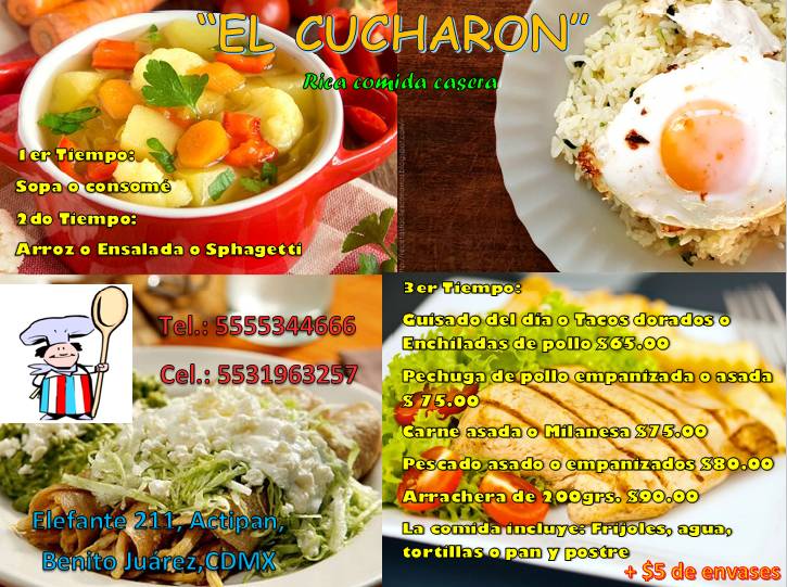 Menu at El Cucharon restaurant, Mexico, Elefante 211-Local B - 91 And 92