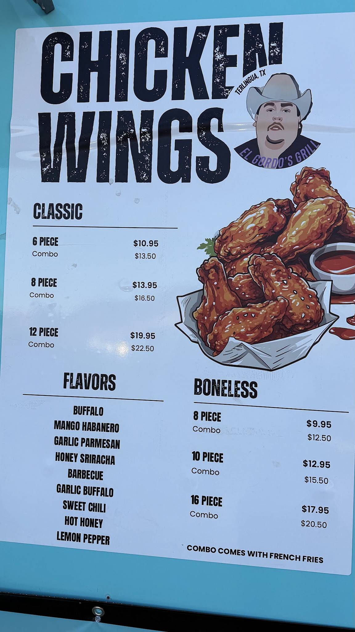 Menu at El Gordo's Grill restaurant, Study Butte-Terlingua