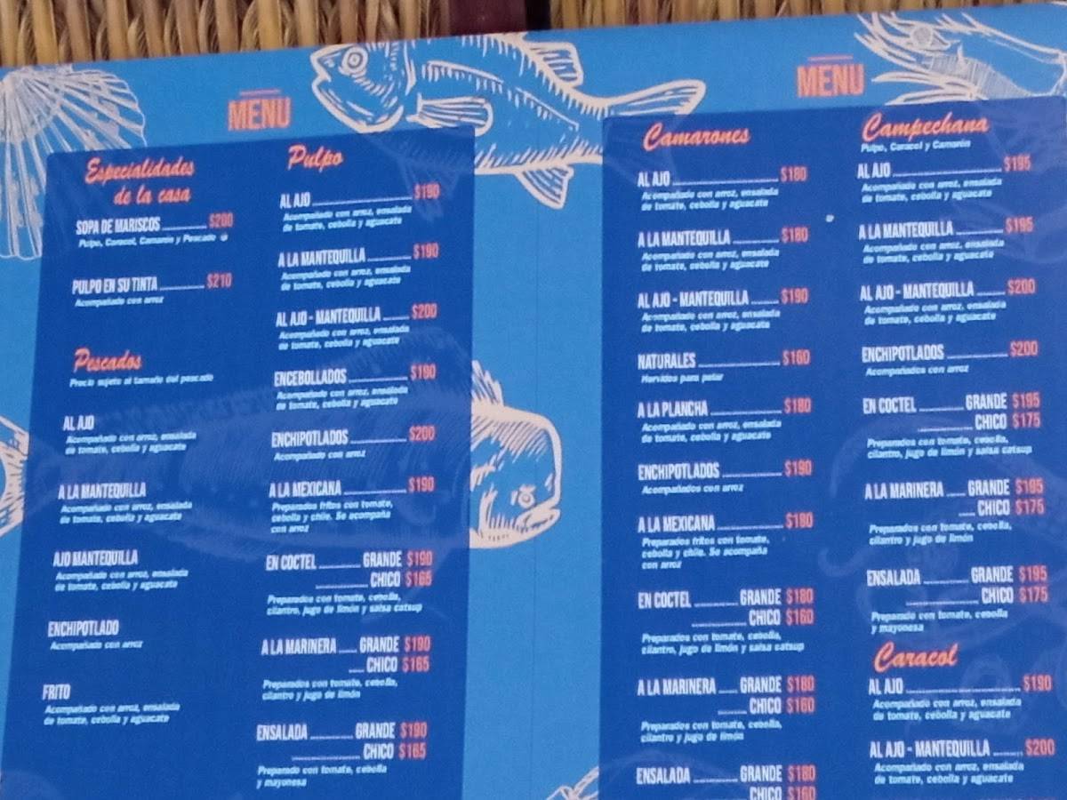 Menu at El Grillo Marinero restaurant, La Crucecita