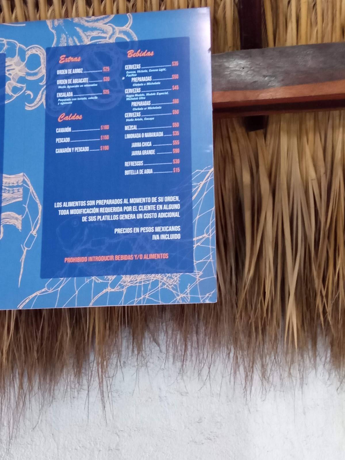 Menu at El Grillo Marinero restaurant, La Crucecita