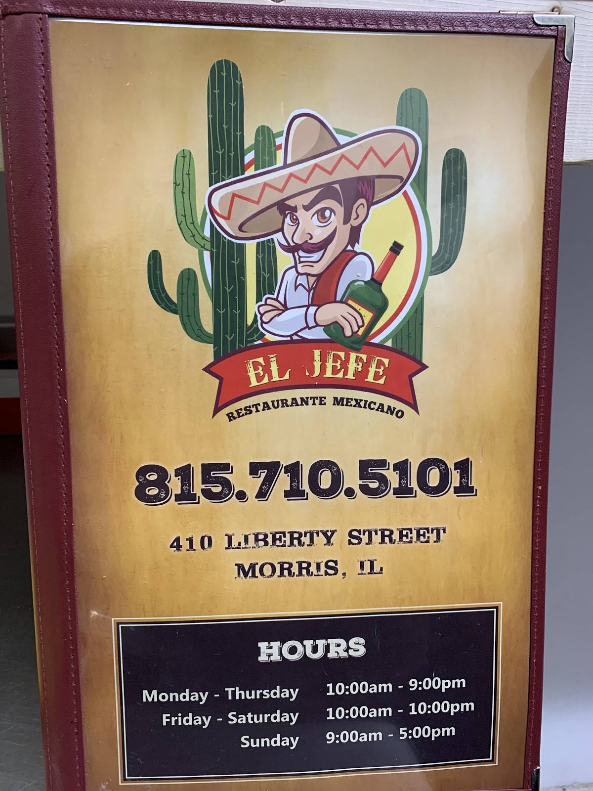 Menu at El Jefe Restaurante Mexicano, Morris