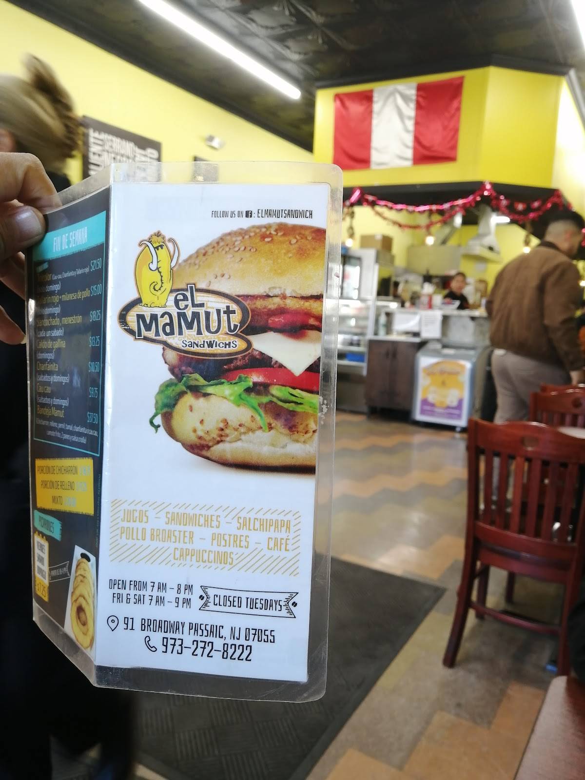 Menu at El Mamut restaurant, Passaic, 91 Broadway