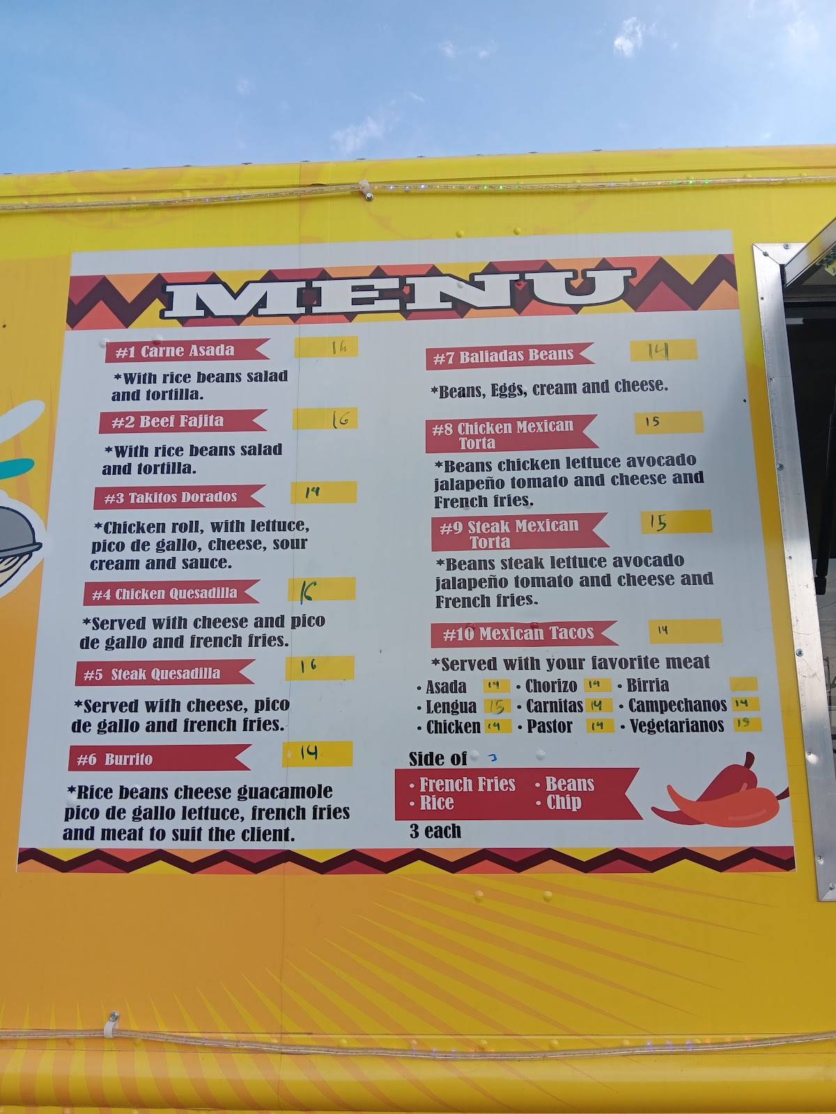 Menu at El Nene Latin Food restaurant, Chester