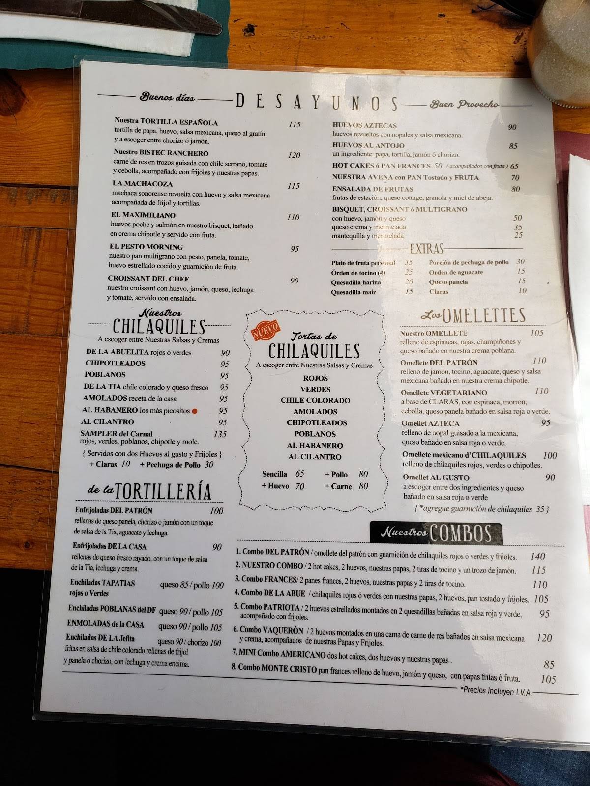 Carta del postres El Pan Nuestro CACHO, Tijuana, Esteban Cantú 2856
