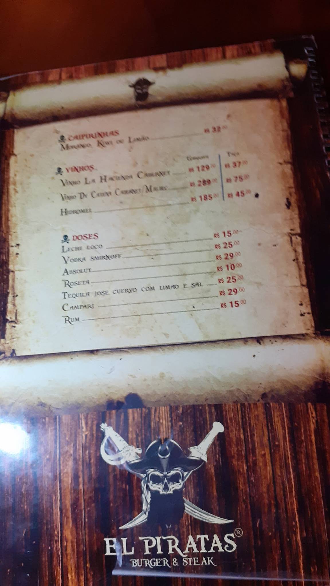 Menu em El Piratas - Restaurante Temático, Maringá