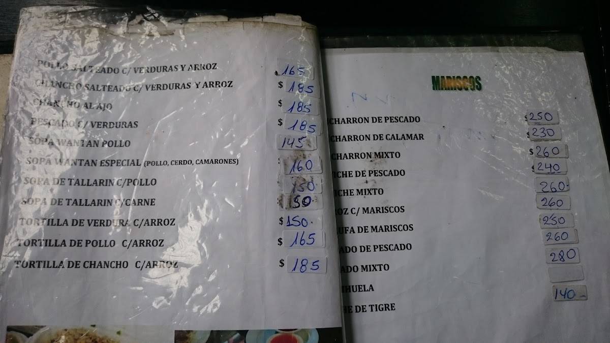 Menu at El Plato de Oro restaurant, Buenos Aires