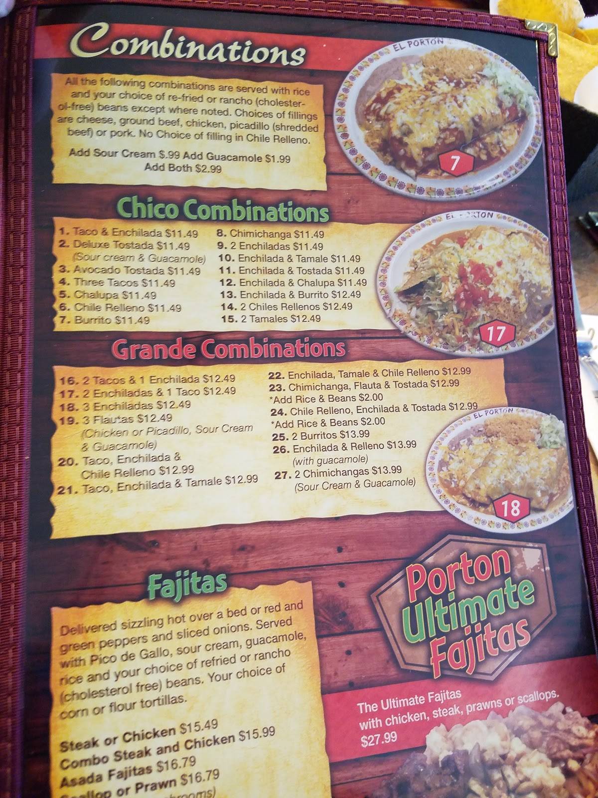 Menu at El Porton Mexican Restaurant Yakima, Yakima, Tieton Dr