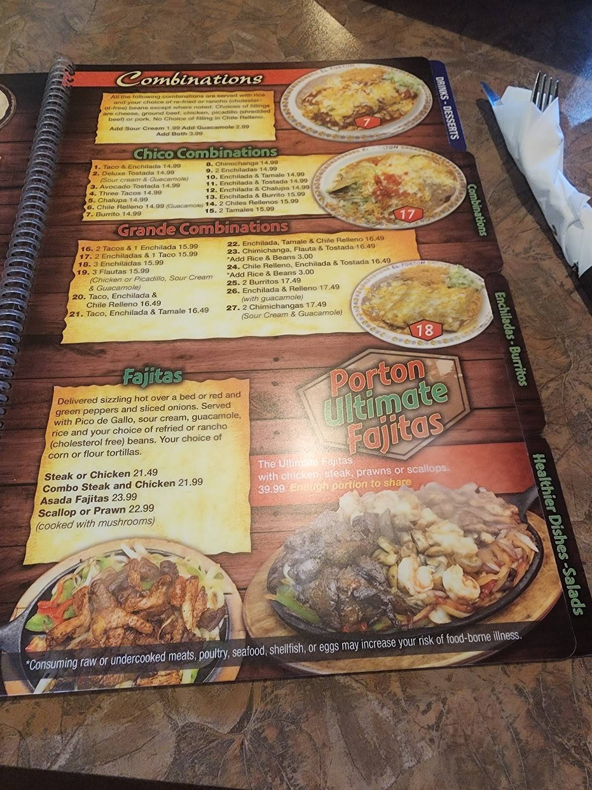 Menu at El Porton Mexican Restaurant Yakima, Yakima, Tieton Dr