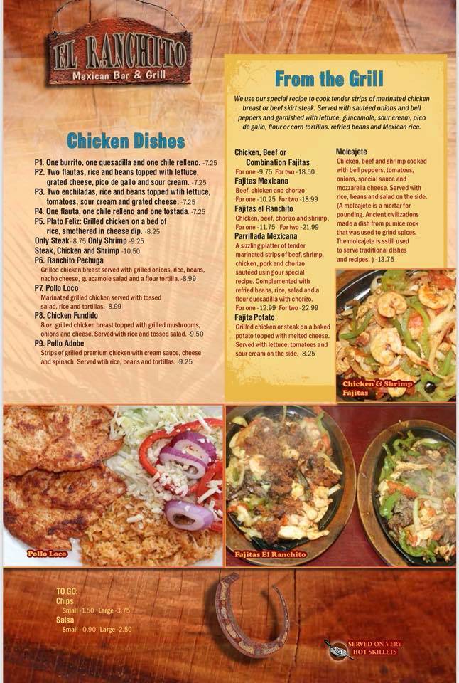 Menu at El Ranchito restaurant, Madison