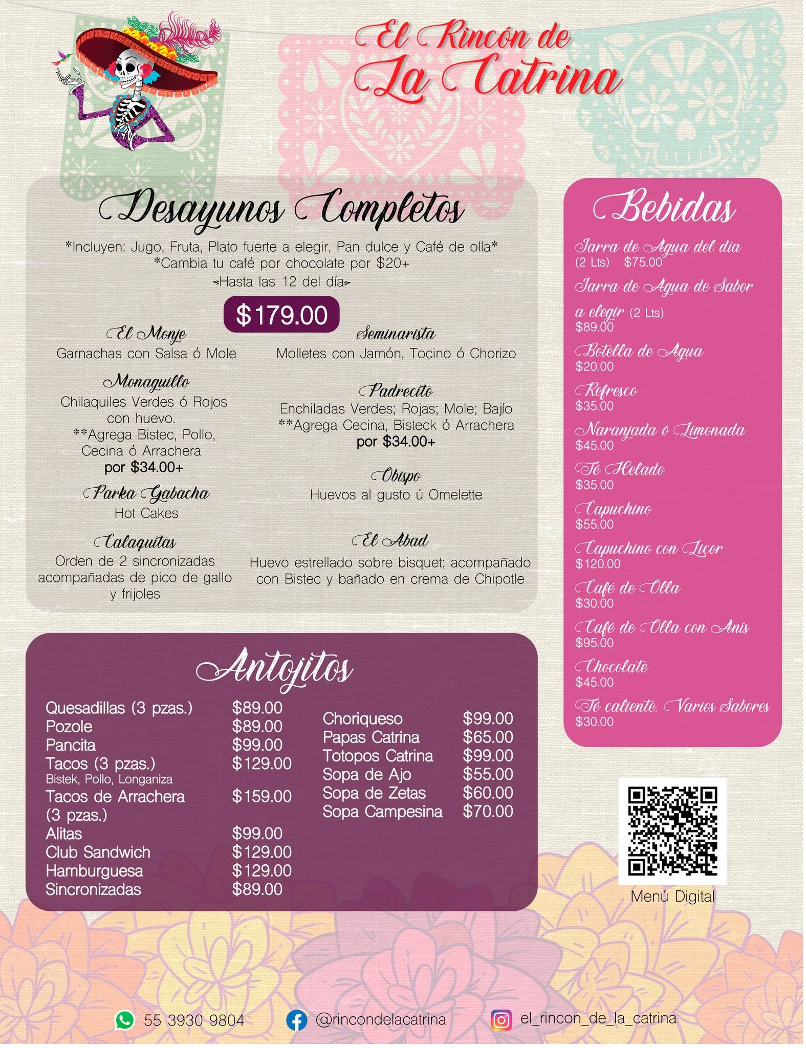 Carta del restaurante El Rincón del La Catrina, Tepotzotlán, Calle ...
