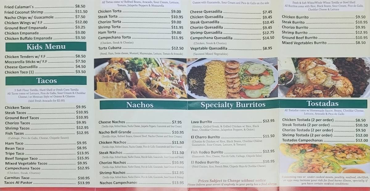 Menu at El Rodeo Taco. Bar & Grill, Centereach