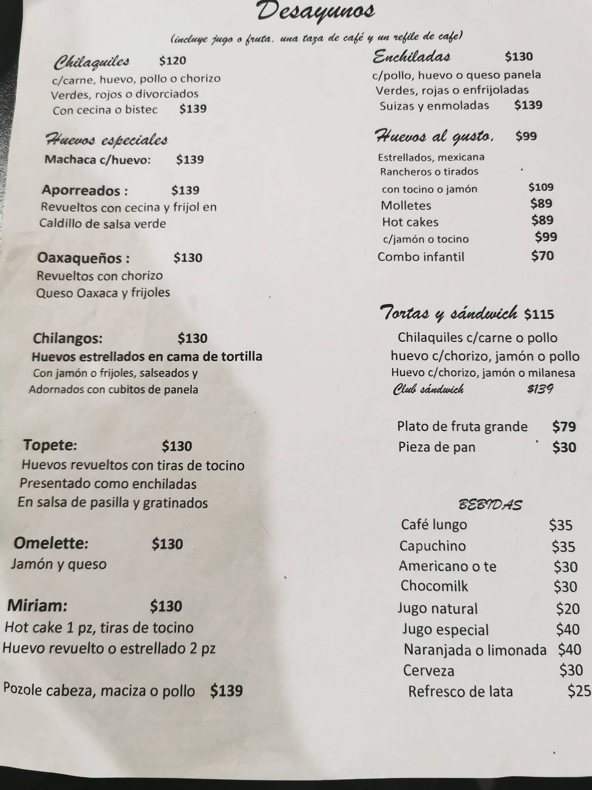 Carta del restaurante El Trece, Ciudad del México, Río Guadiana 18