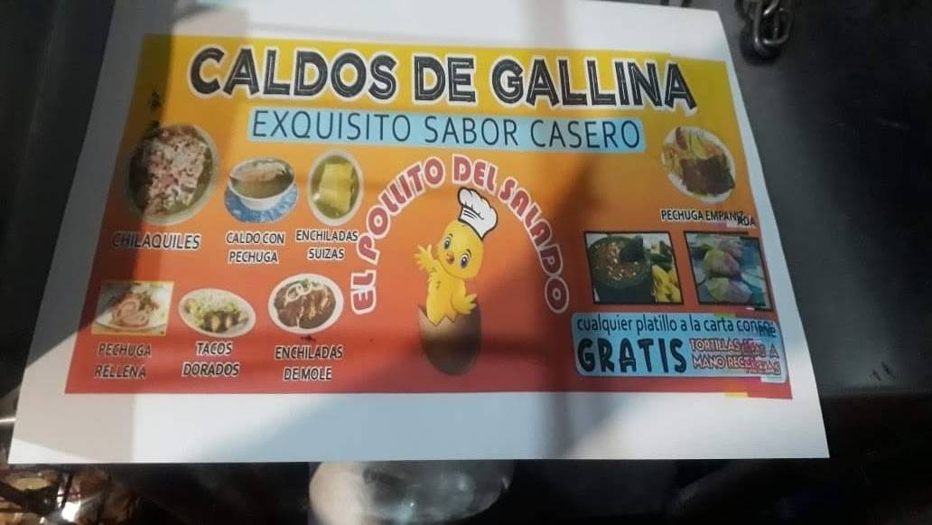 Carta del restaurante El pollito del salado caldos del gallinas, Mexico