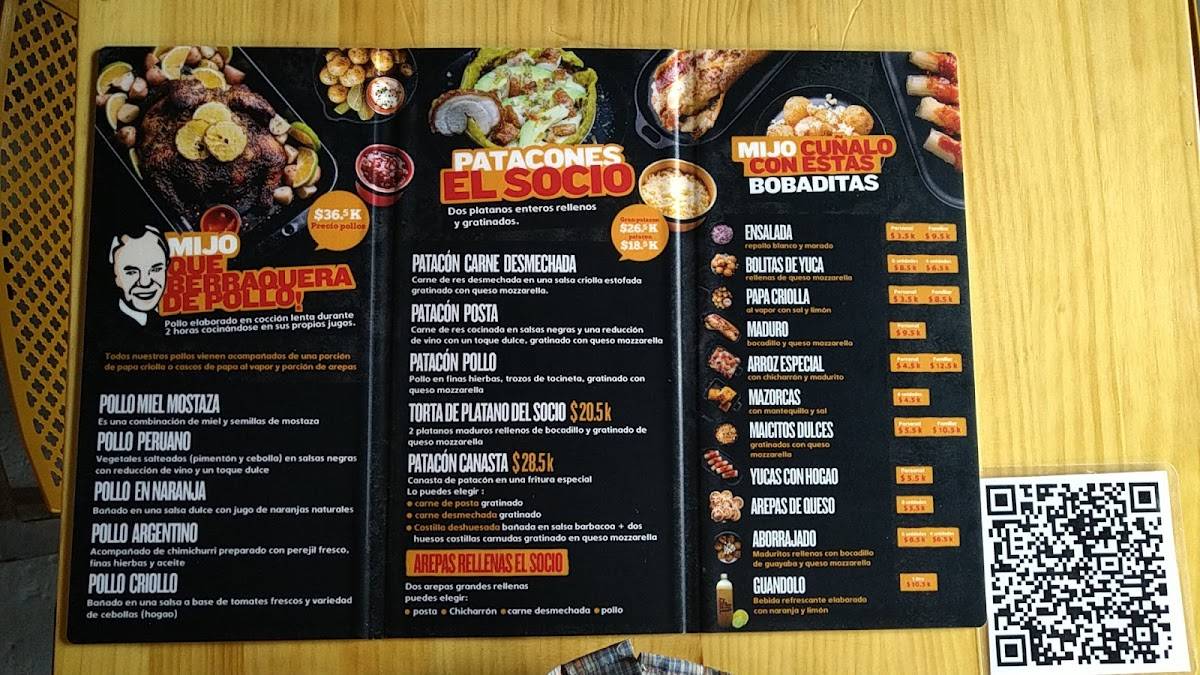 Carta del restaurante El socio, Itagüí