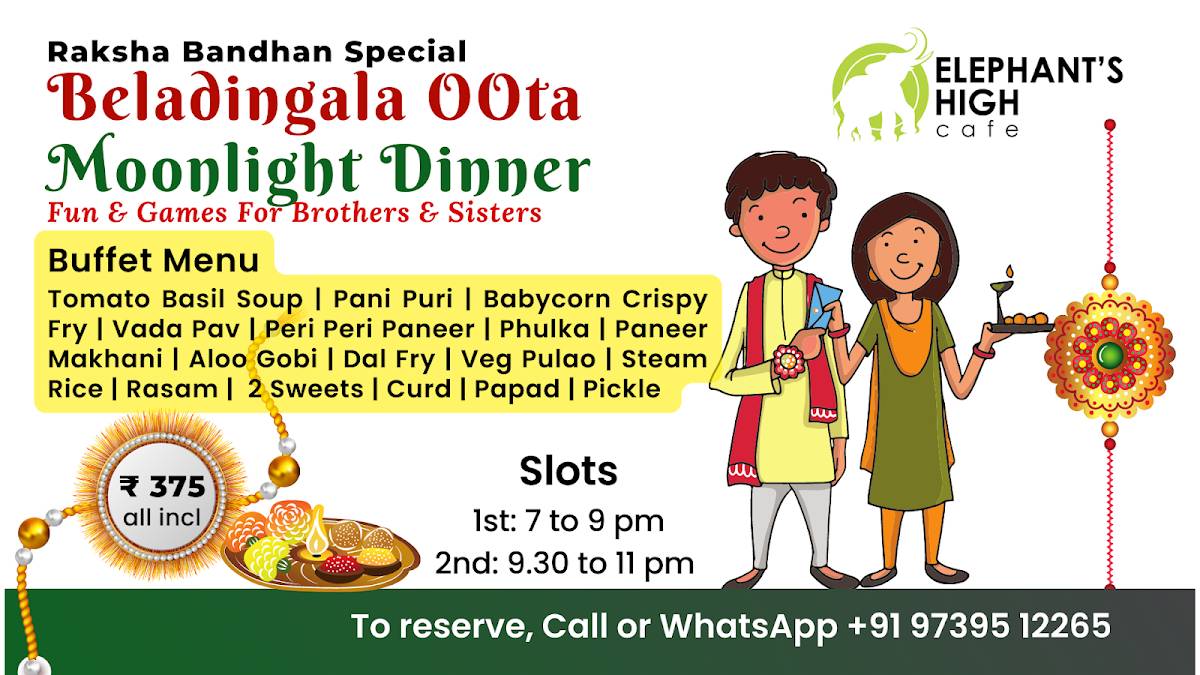 Menu at Elephant's High cafe, Bengaluru