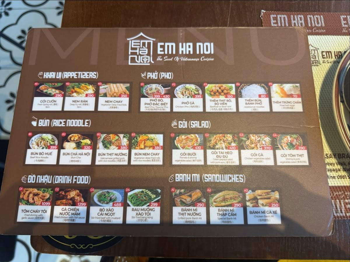 Menu at Em Ha Noi - Em Hà Nội Restaurant BGC, Taguig