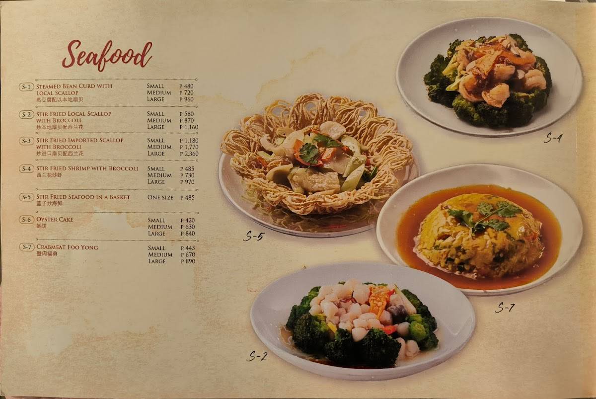 Menu at Emerald Seafood Palace restaurant, Davao City, 3JP7+X8M