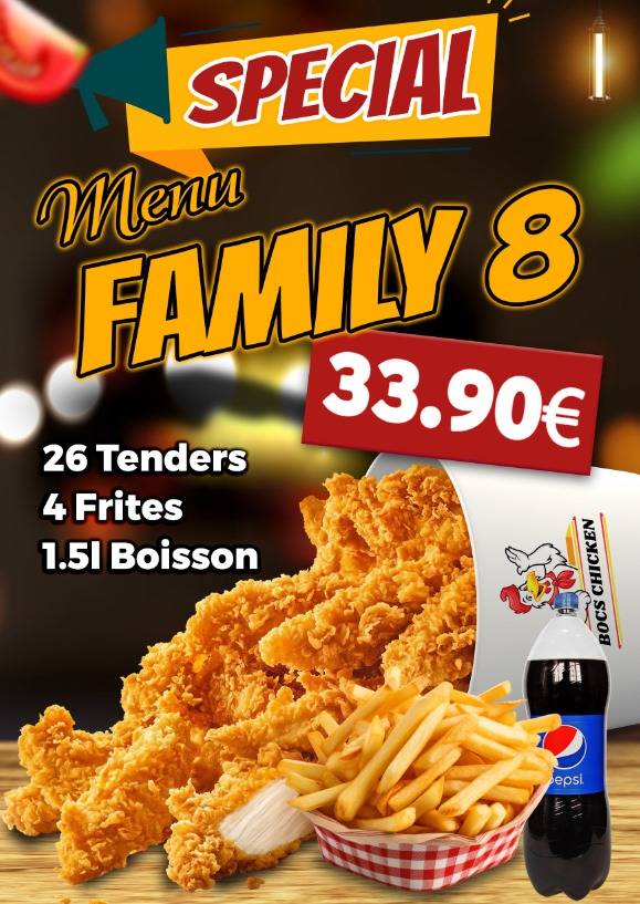 Menu au Bocs Chicken restaurant, Épinay-sur-Seine