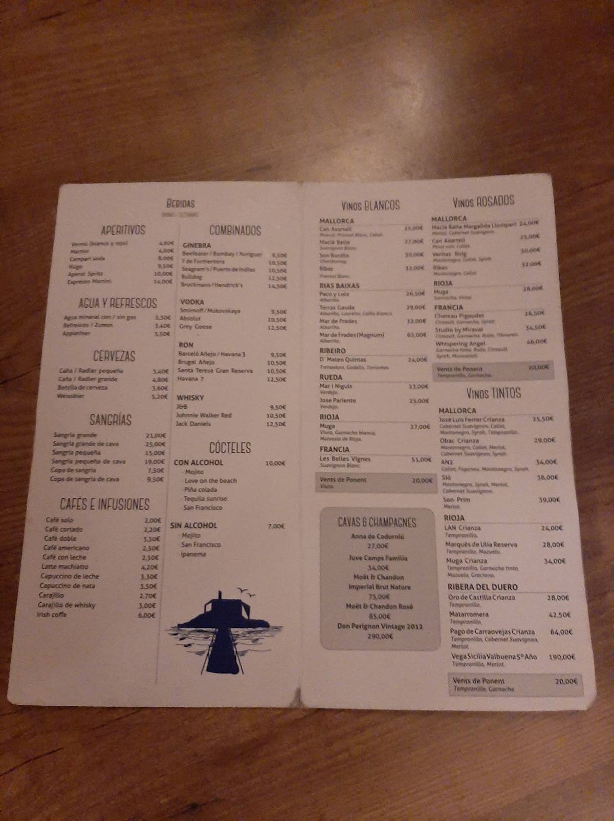 Carta de Restaurant Illeta, Es Camp de Mar