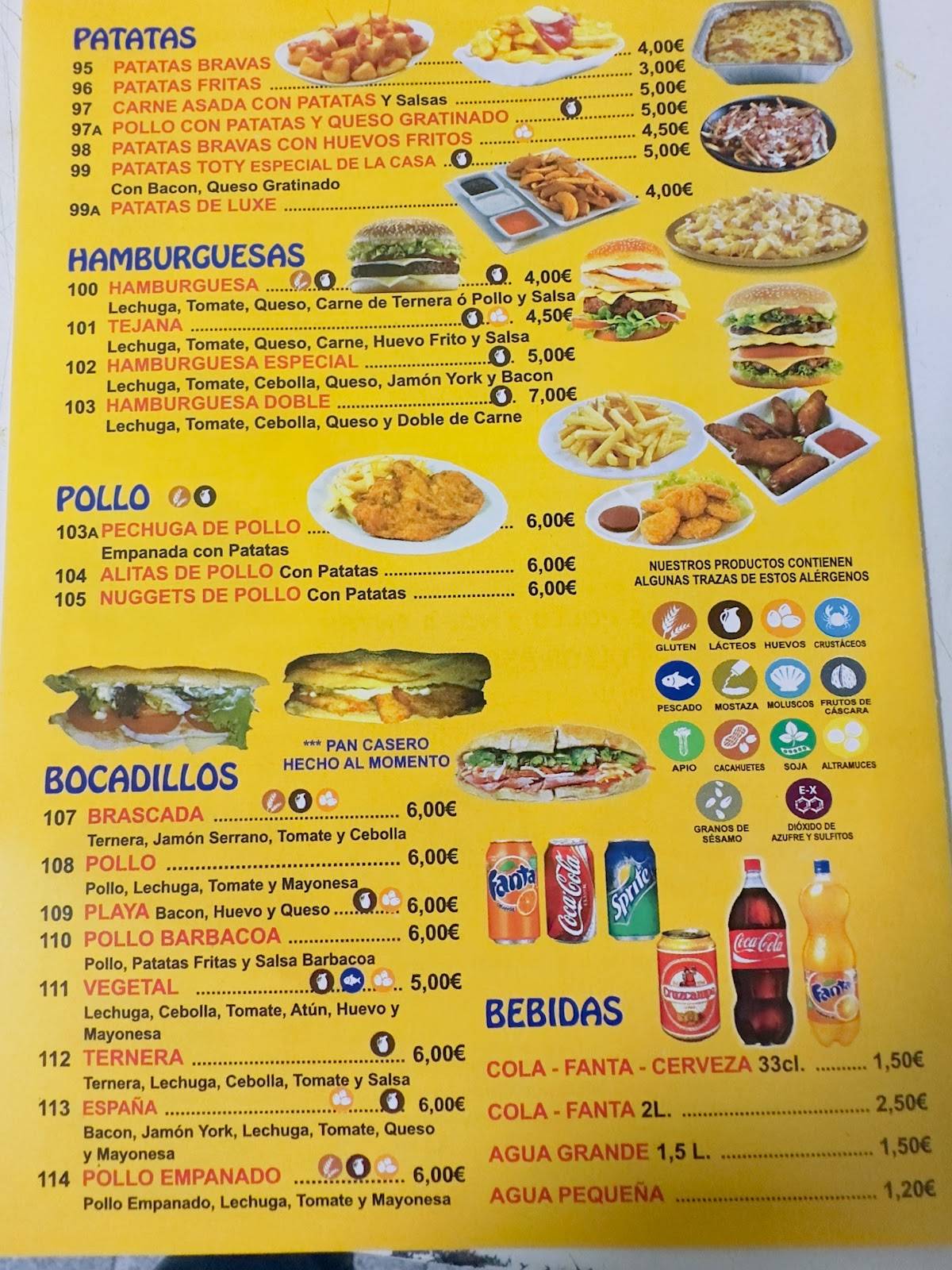 Carta del restaurante España Pizza &kebab, Archena