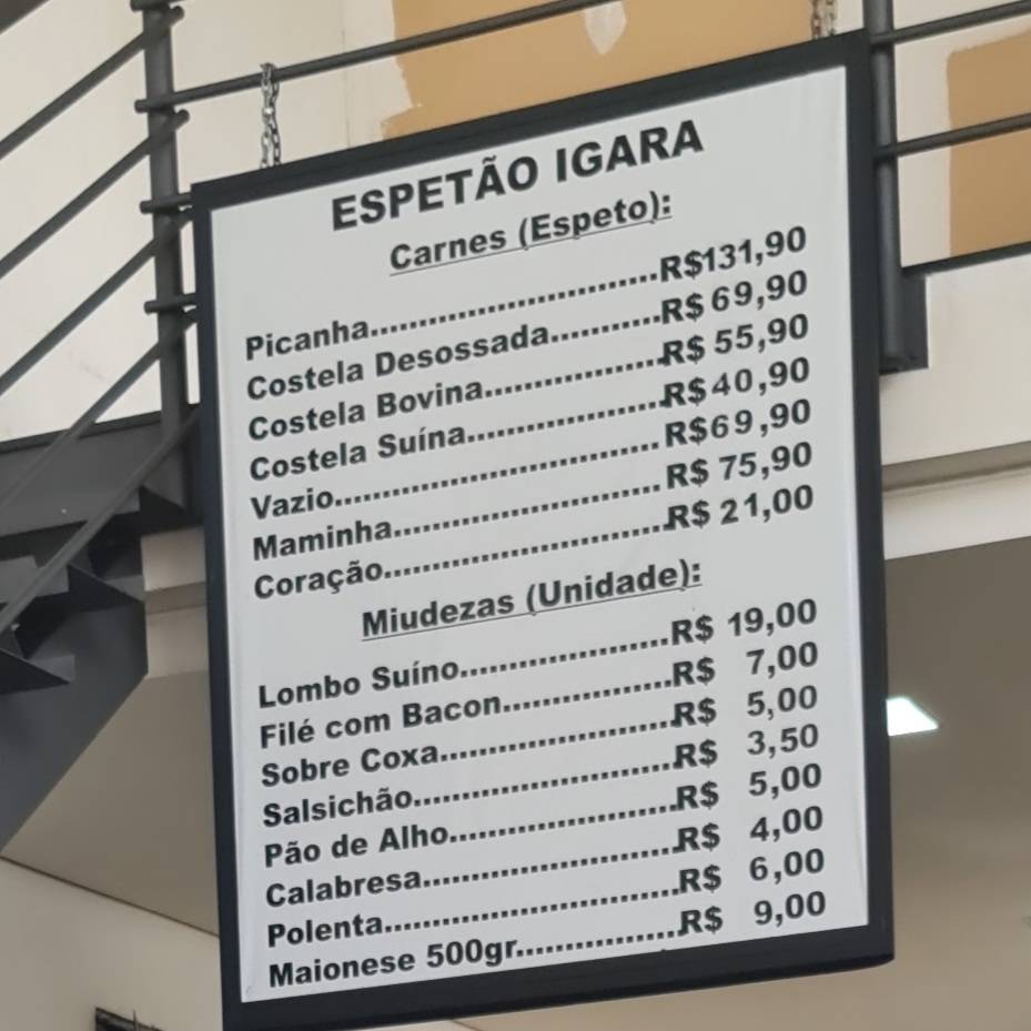 Menu em Espetão Igara Churrasco e Frango Assado restaurante, Canoas, R ...