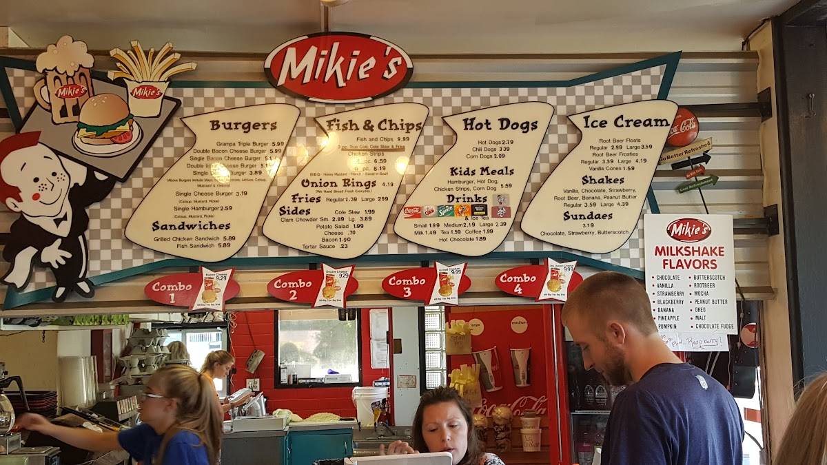 Menu at Mikie's restaurant, Everett