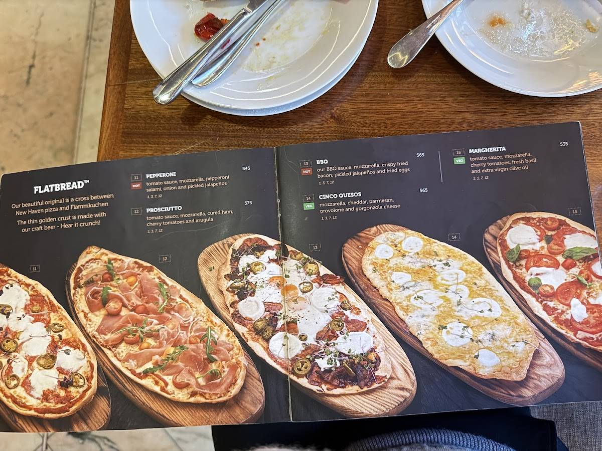Menu at FAT CAT Downtown restaurant, Prague