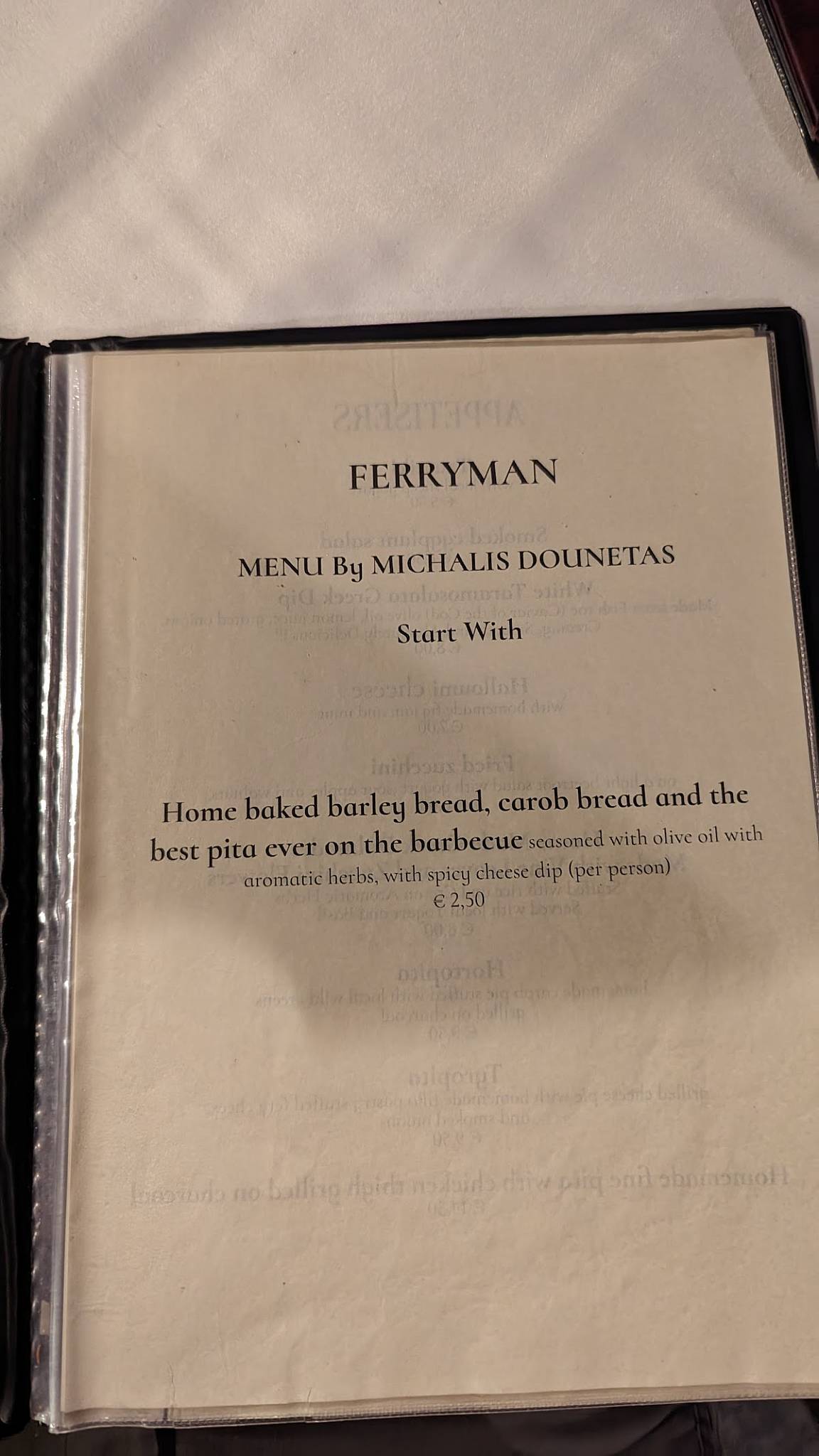 Menu at FERRYMAN, Elounda