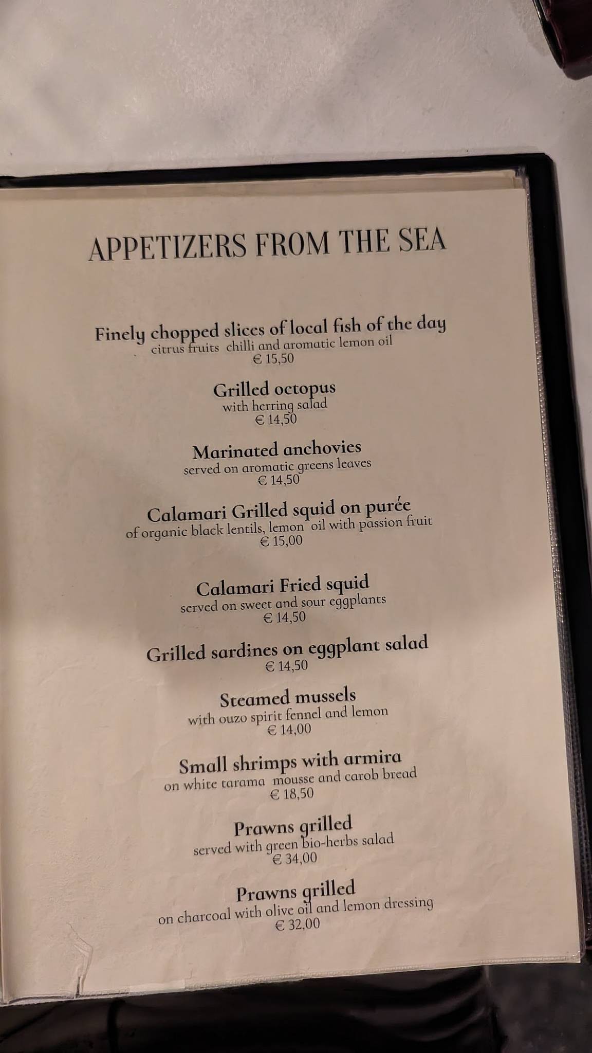 Menu at FERRYMAN, Elounda