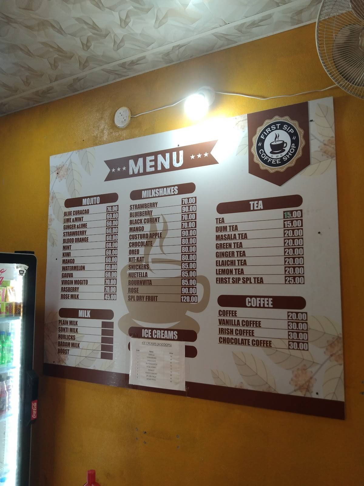 Menu at FIRST SIP COFFEE SHOP, Hyderabad, 797G+MM2