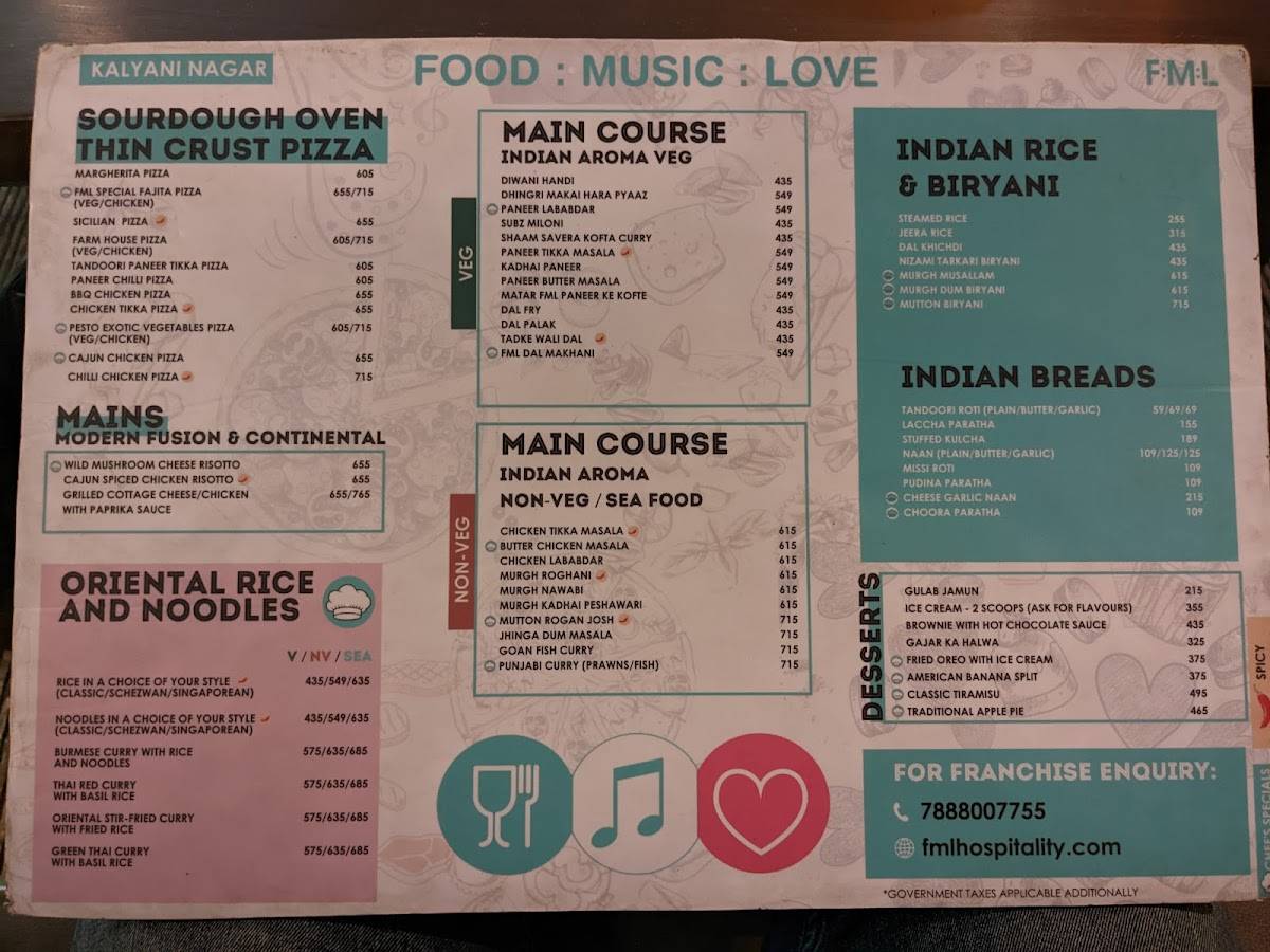 Menu at FML- Food Music Love (Kalyani Nagar), Pune, Rooftop