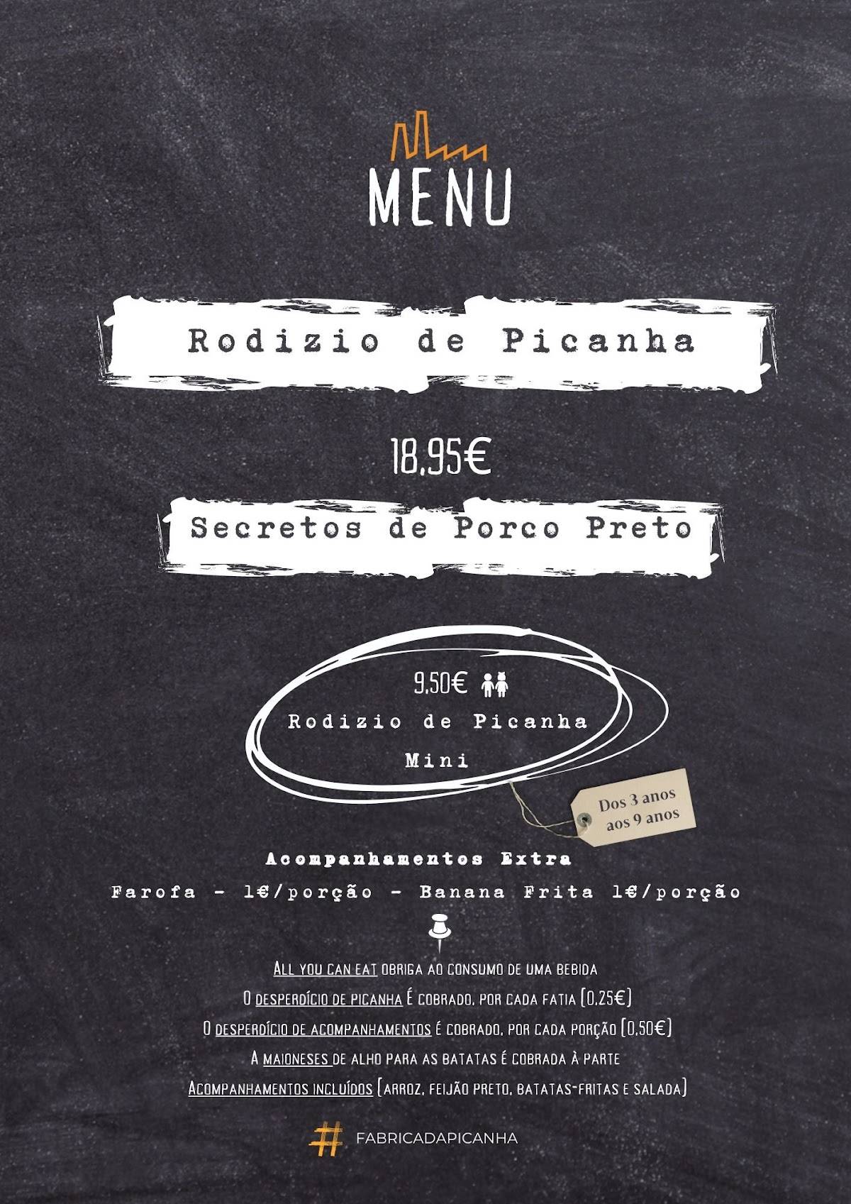 Menu em Fábrica da Picanha, Odivelas restaurante, Odivelas