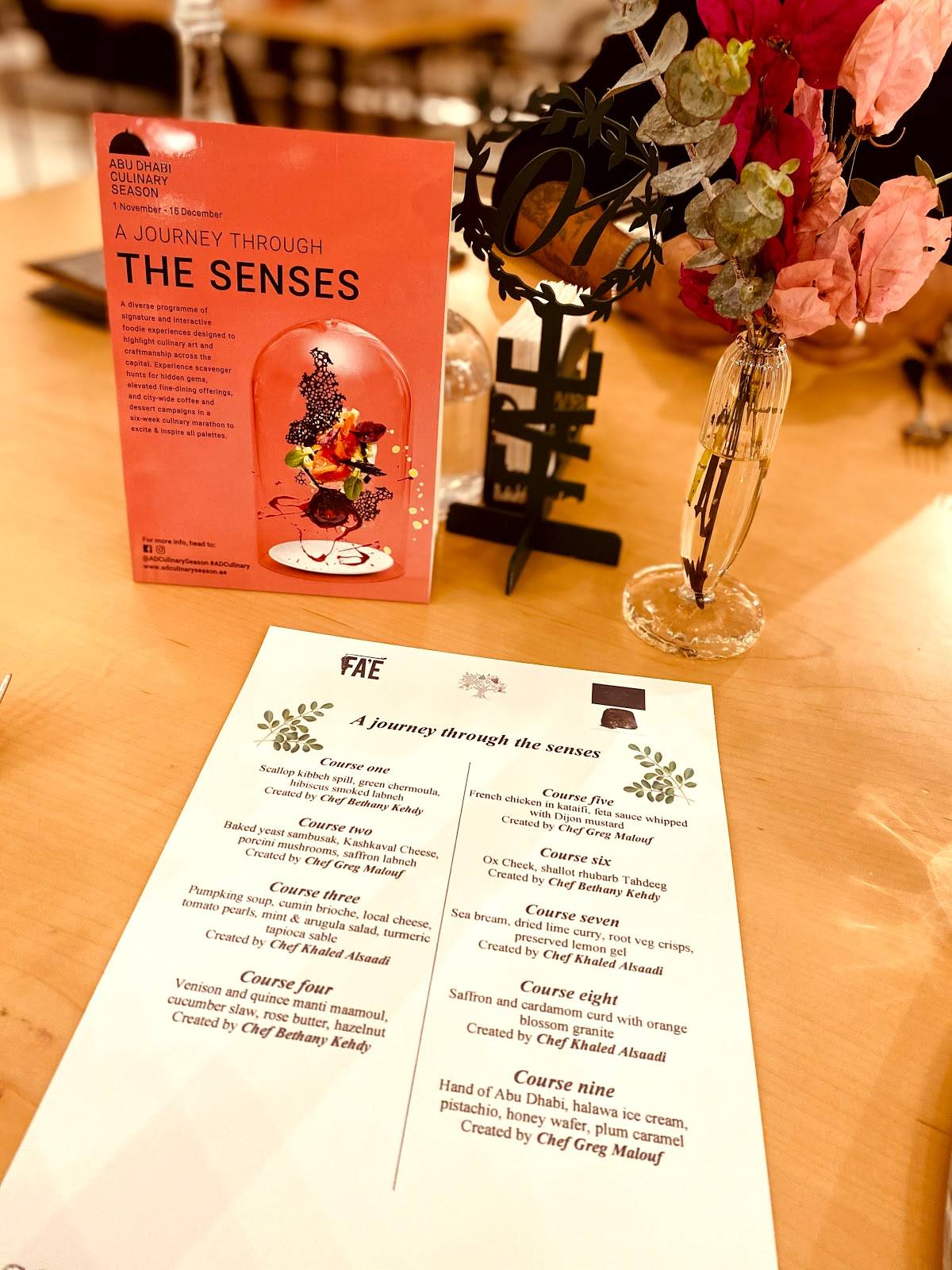 Menu at Fa'e Restaurant, Abu Dhabi