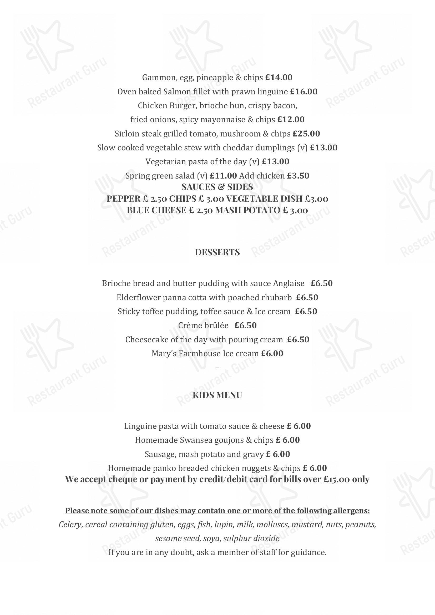 Menu at Falcon Hotel pub & bar, Carmarthen