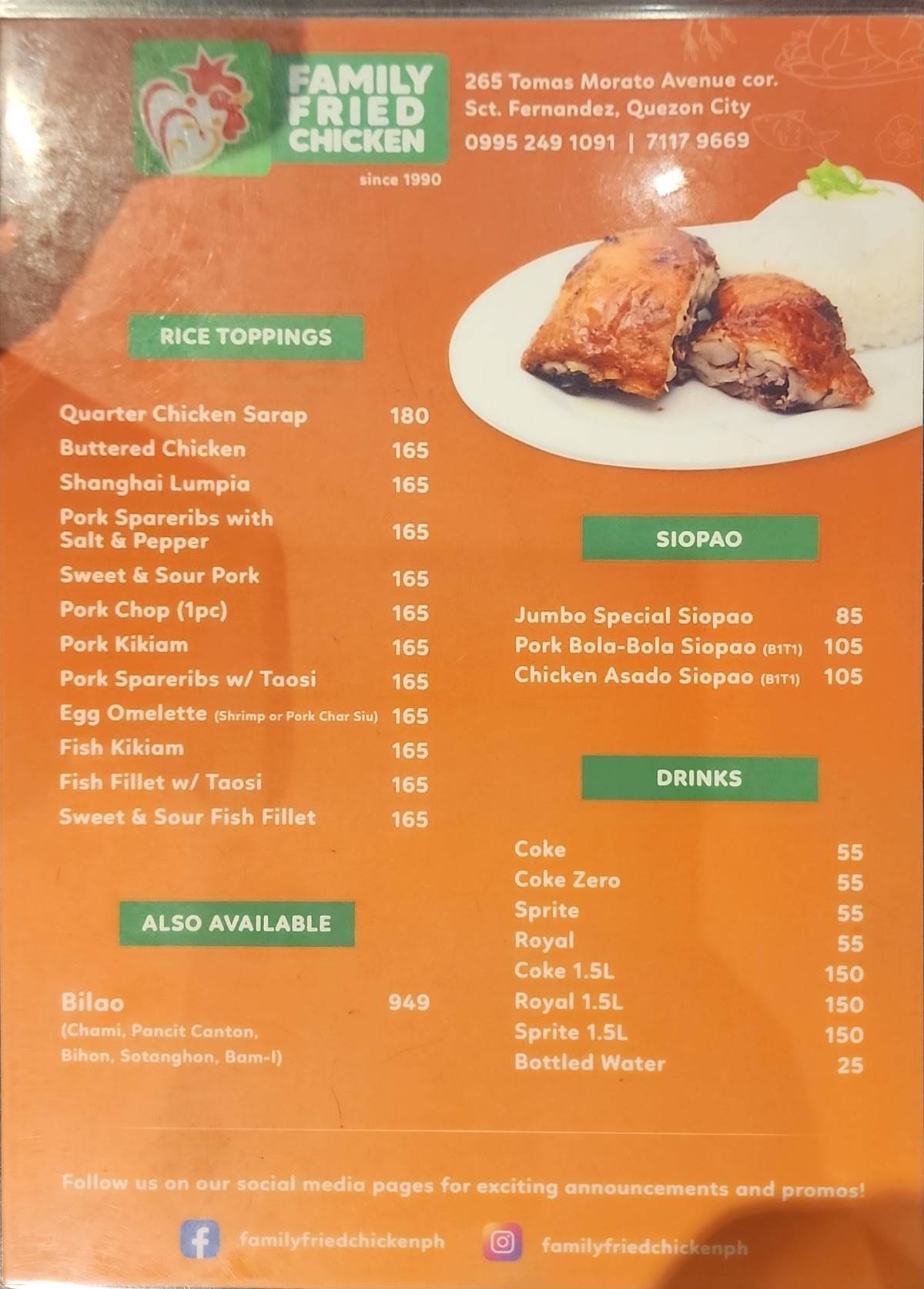 Menu at Family Fried Chicken - Tomas Morato restaurant, Quezon City