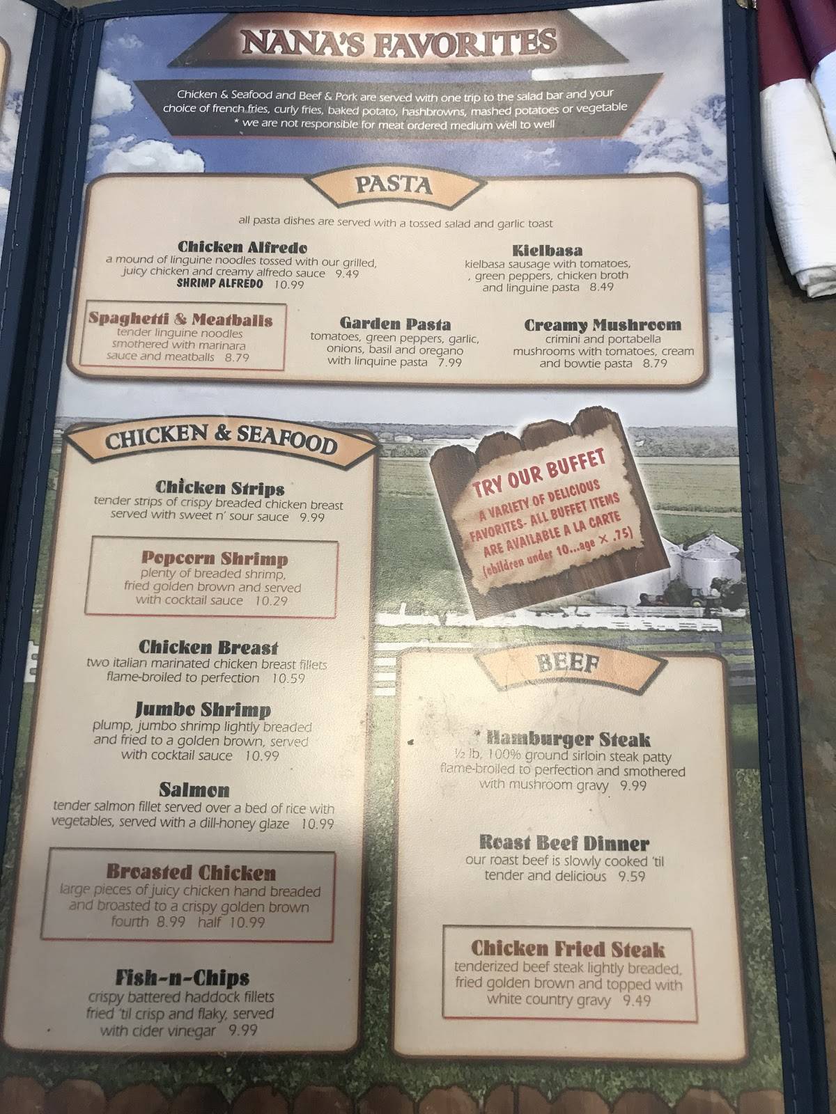 Menu at Family Table restaurant, Osceola