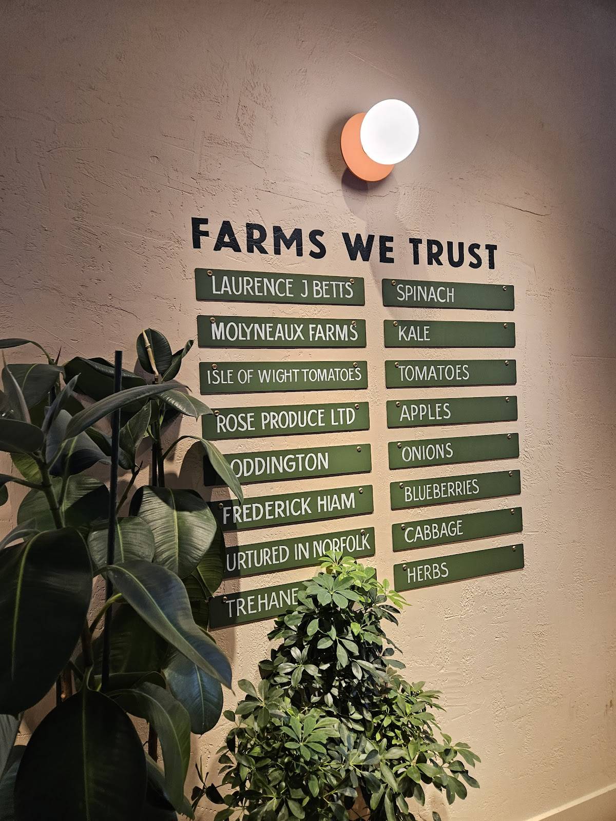 Menu at Farmer J St James's Park restaurant, London