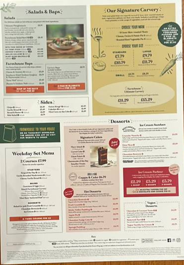 Menu at Farmhouse Kitchen Worsley pub & bar, Atherton