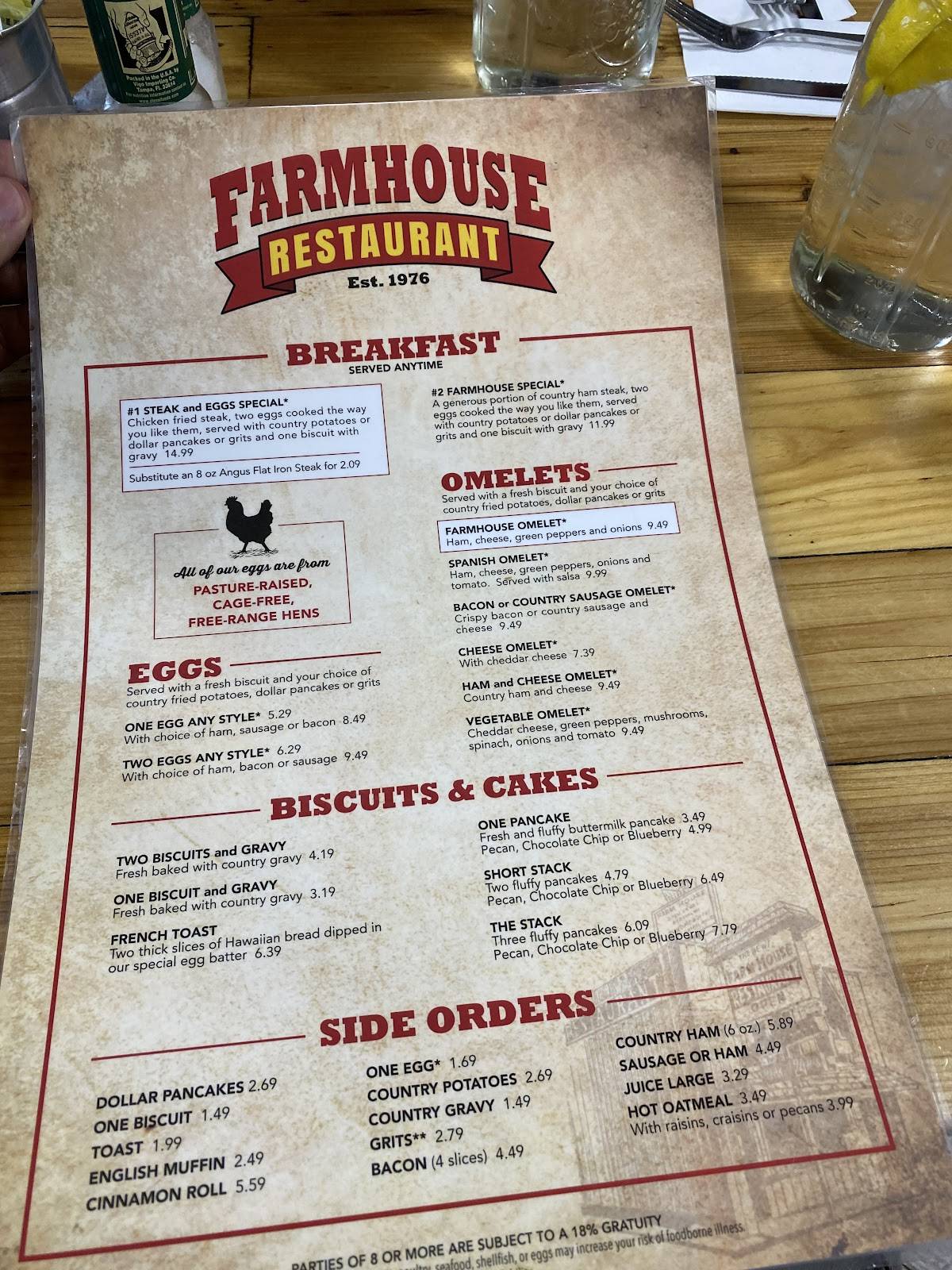 Menu at Farmhouse Restaurant, Branson
