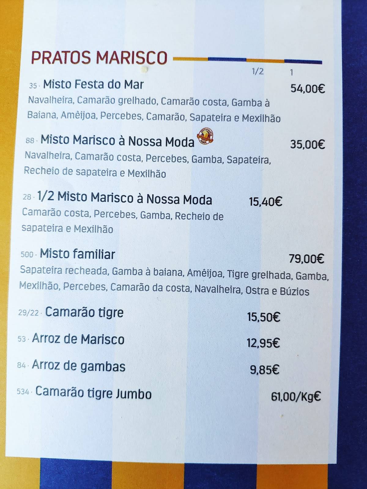 Menu em Farol Vila do Conde restaurante, Vila do Conde